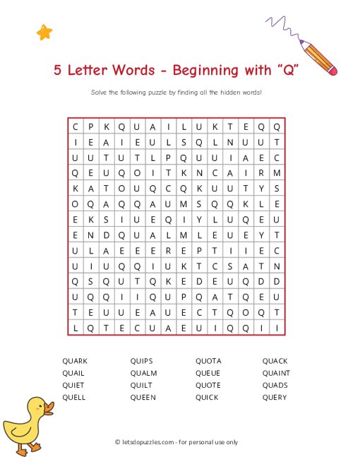 5 Letter Word Search Beginning With Q